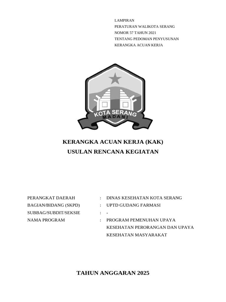Kak Usulan Rencana Kegiatan Apbd 2025-1 | PDF