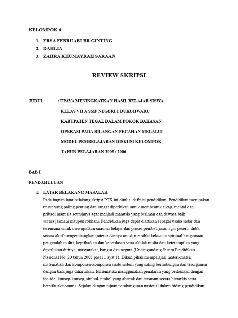 Review Skripsi KLMPK 6 | PDF