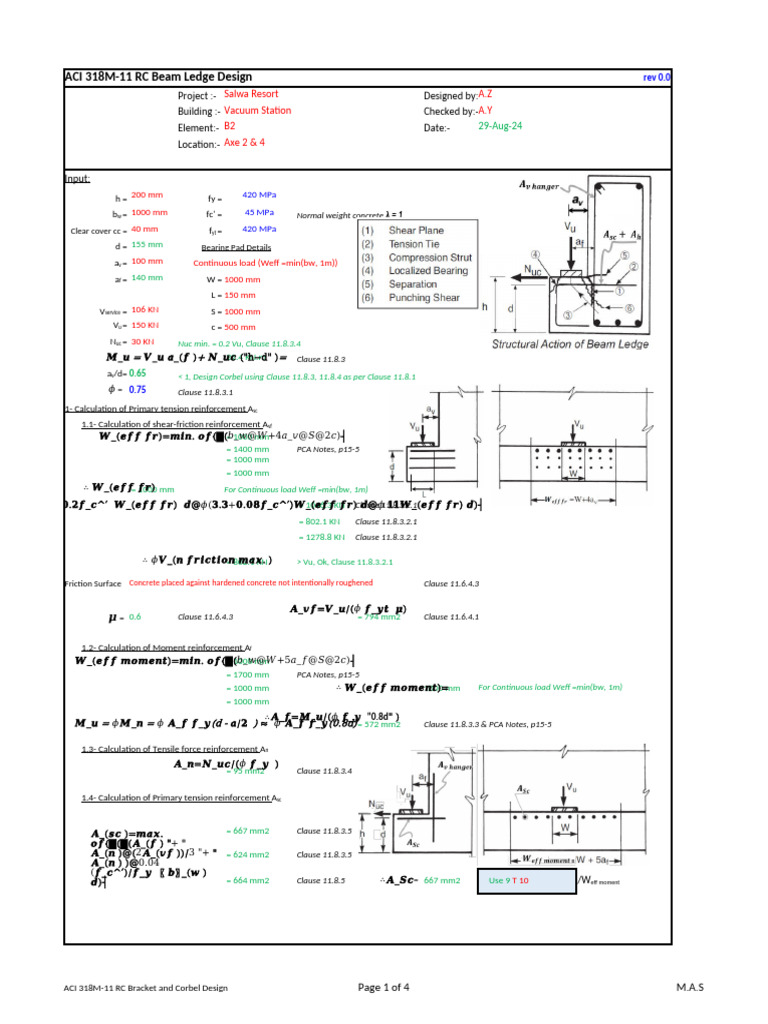 ACI 318M-11 RC Beam Ledge Design - v0.0 - 2017-07-31 | PDF