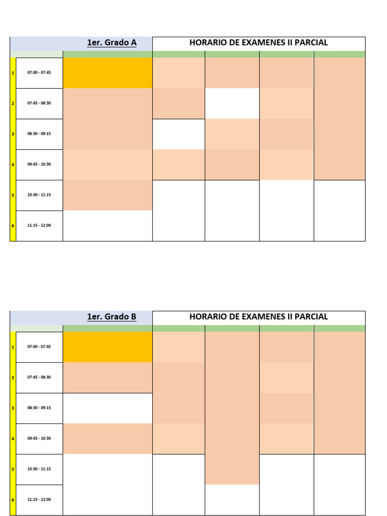 Horarios de Examenes II Parcial Basica | PDF