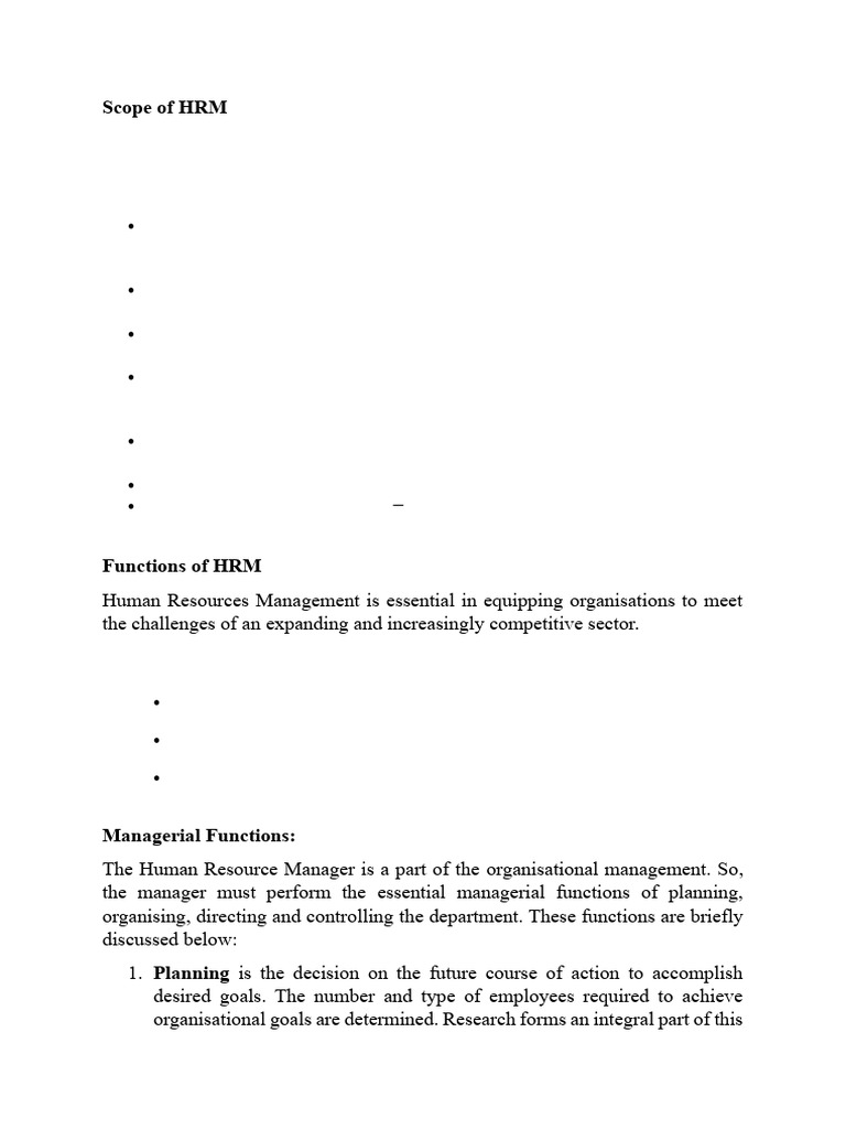 HRM - Scope & Functions | PDF HRM - Scope & Functions | PDF