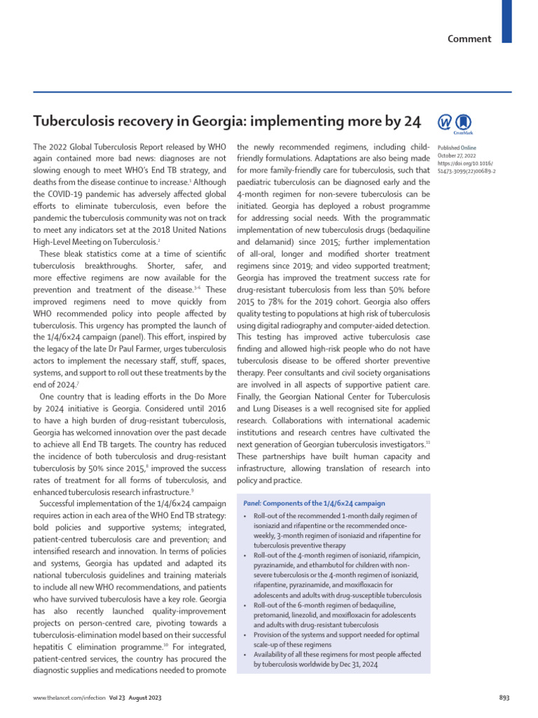 Tuberculosis Recovery in Georgia Implementing Mor | PDF