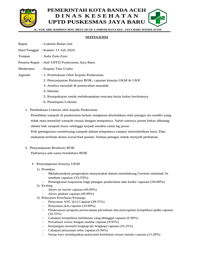 7 Notulensi Lokmin Juli | PDF