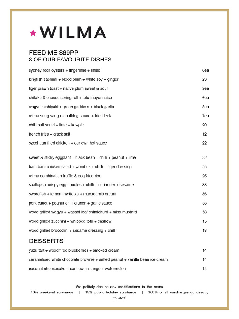 Wilma Main Menu 2024 MASTER | PDF