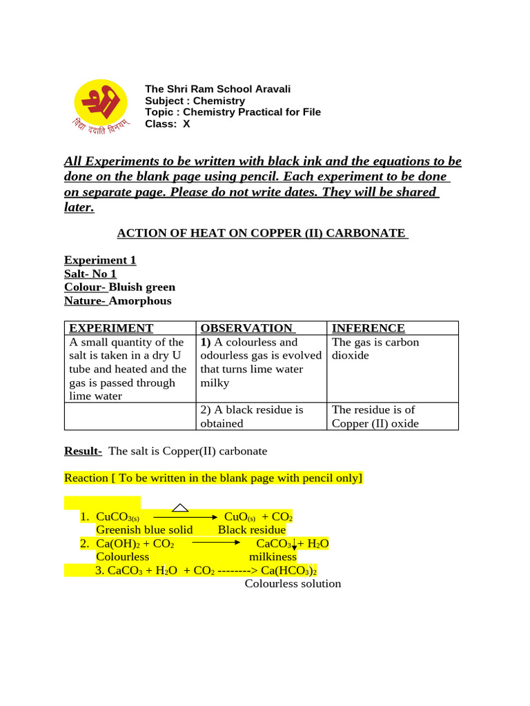 Class 10-Practical Lab Work- Decomposition of Compounds | PDF