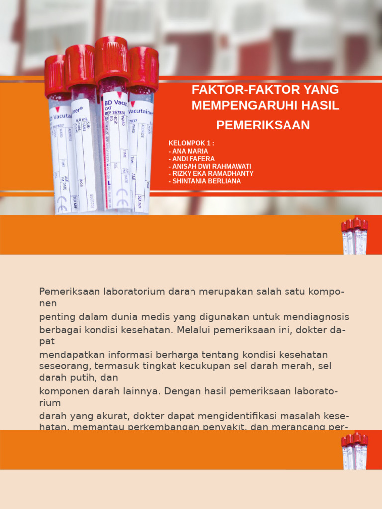 Fix Kelompok 1 - Validasi Hasil - Faktor-Faktor Yang Mempengaruhi Hasil Pemeriksaan | PDF ...