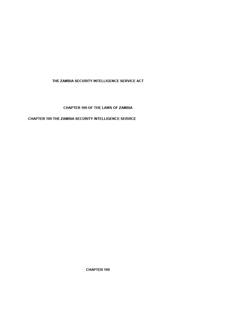 Zambia Security Intelligence Service Act | PDF