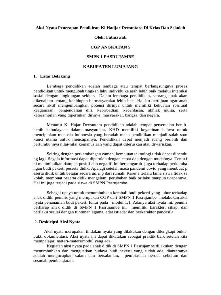 Aksi Nyata Penerapan Pemikiran Ki Hadjar Dewantara | PDF | Kesehatan Holistik