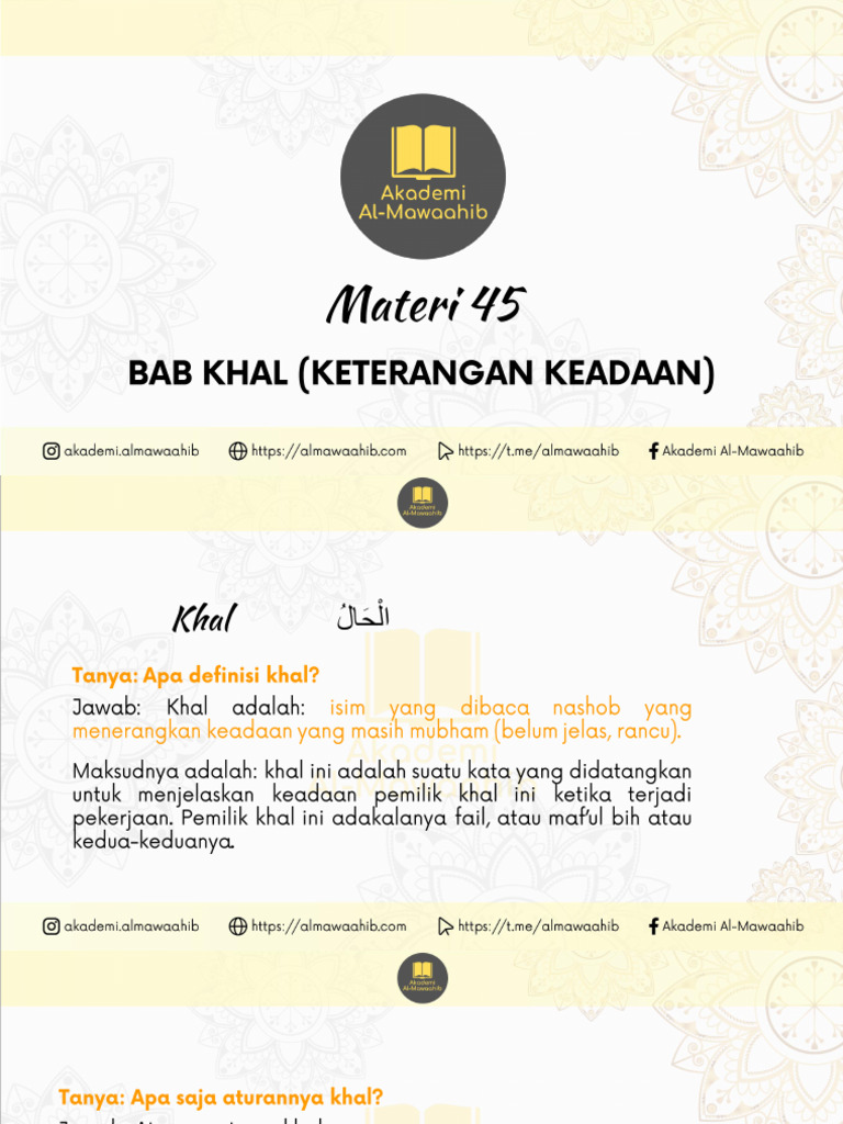 Materi 45 BAB KHAL (KETERANGAN KEADAAN) (1) | PDF