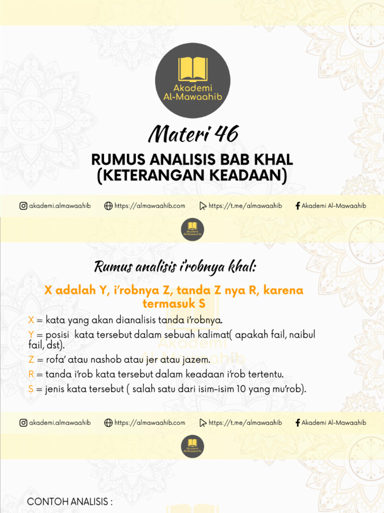 Materi 46 RUMUS ANALISIS BAB KHAL (KETERANGAN KEADAAN) | PDF
