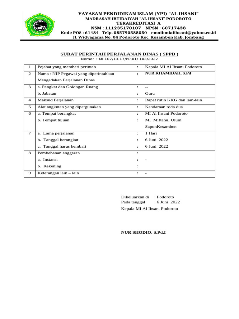 SPPD Dan Surat Tugas | PDF