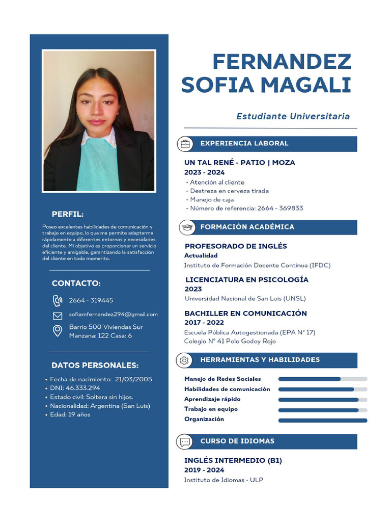 Currículum Vitae - Fernandez Sofia | PDF