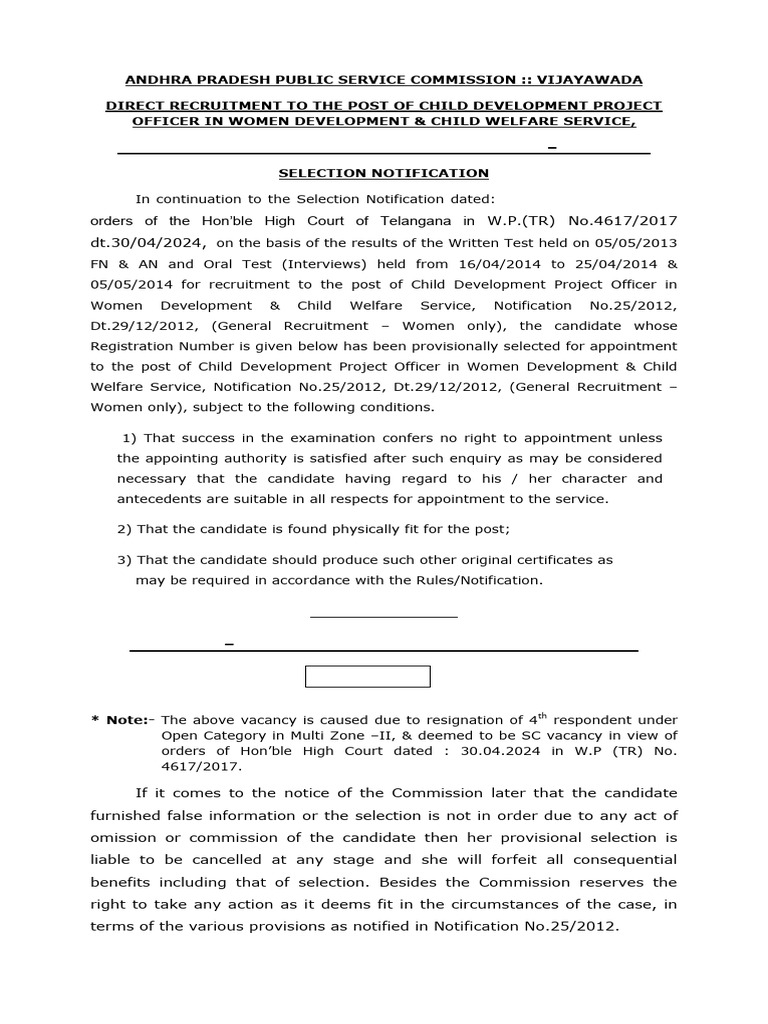 Selection Notification - 2512 - 11072024 | PDF