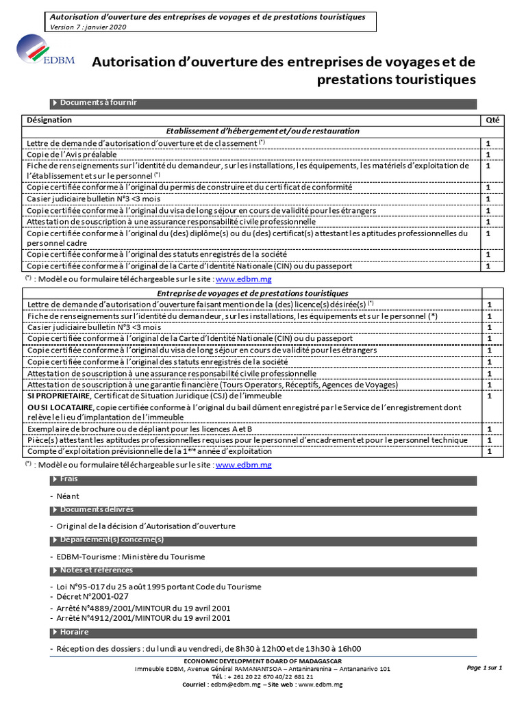 EDBM V7 Autorisation Ouverture | PDF
