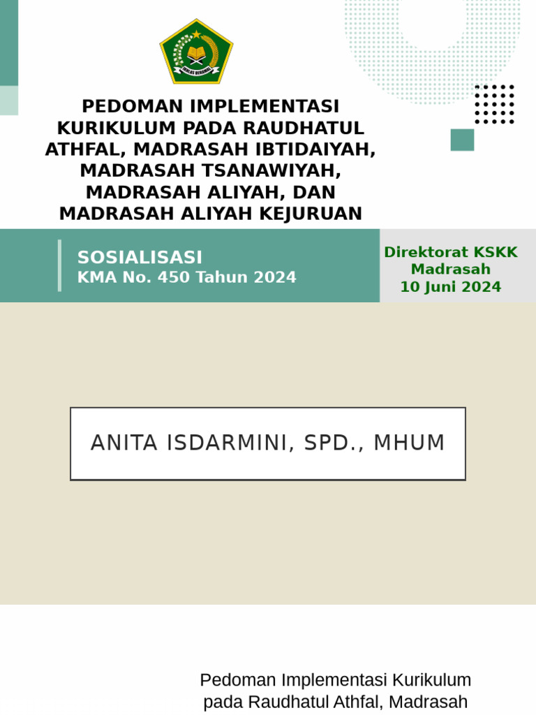 Sosialisasi KMA 450 Tahun 2024 Anita Ok | PDF