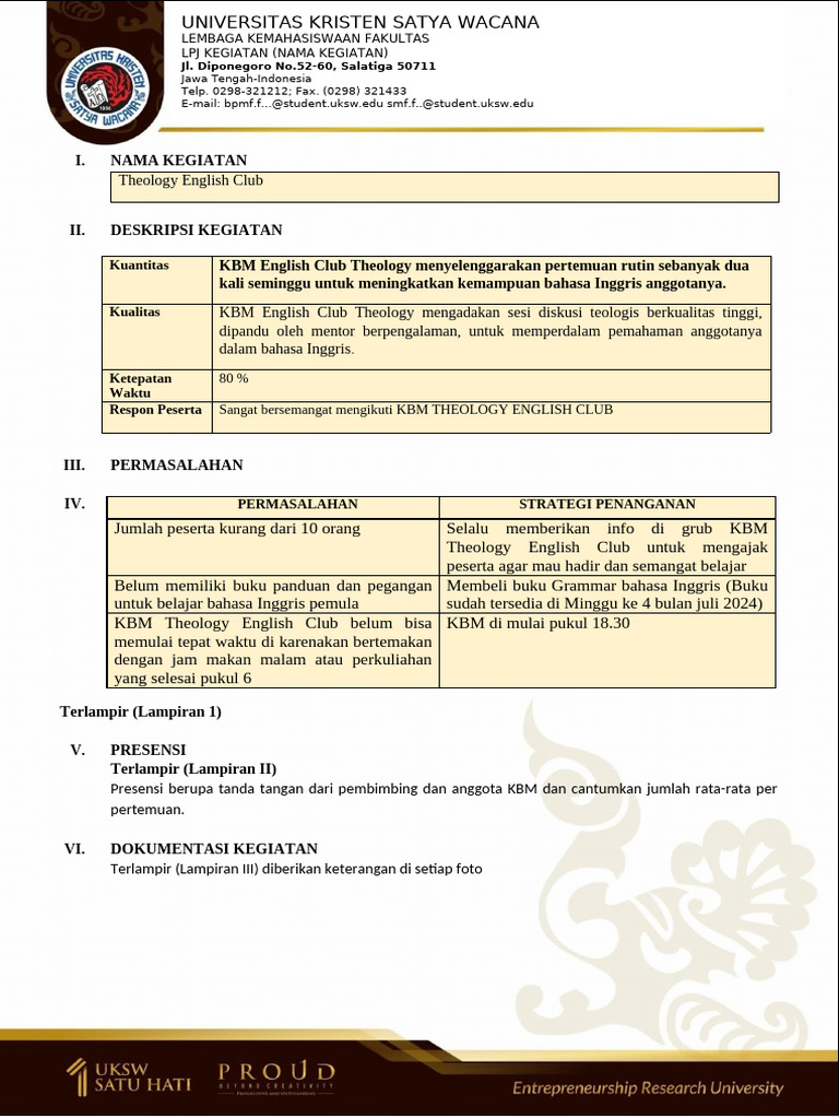 Format LPJ Triwulan KBM 2024 | PDF