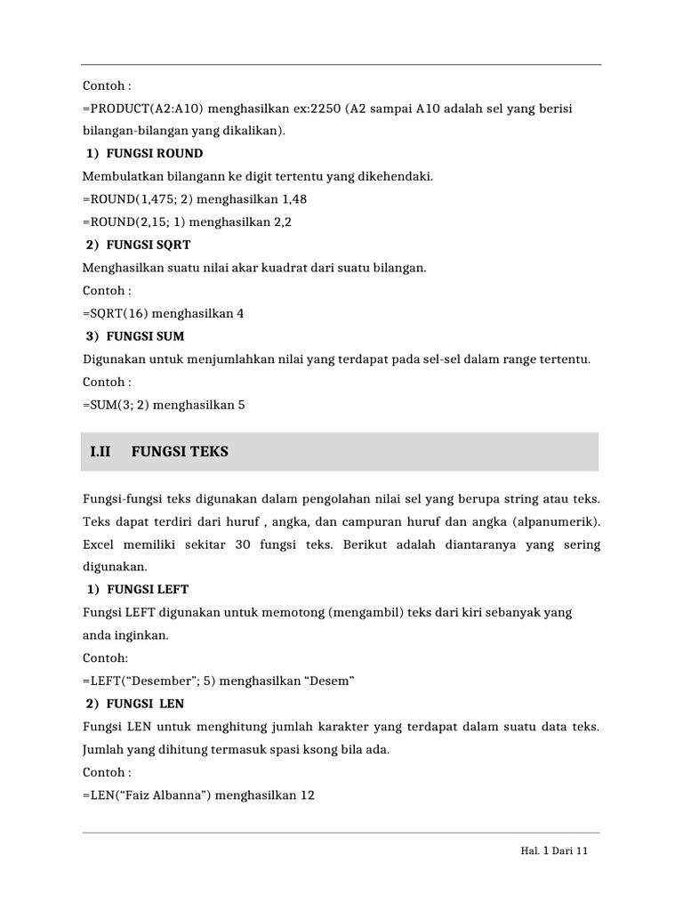 1) Fungsi Round: I.Ii Fungsi Teks | PDF