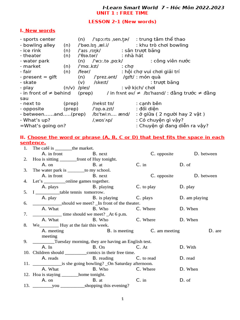 Unit 1-Lesson 2 (PCH) | PDF