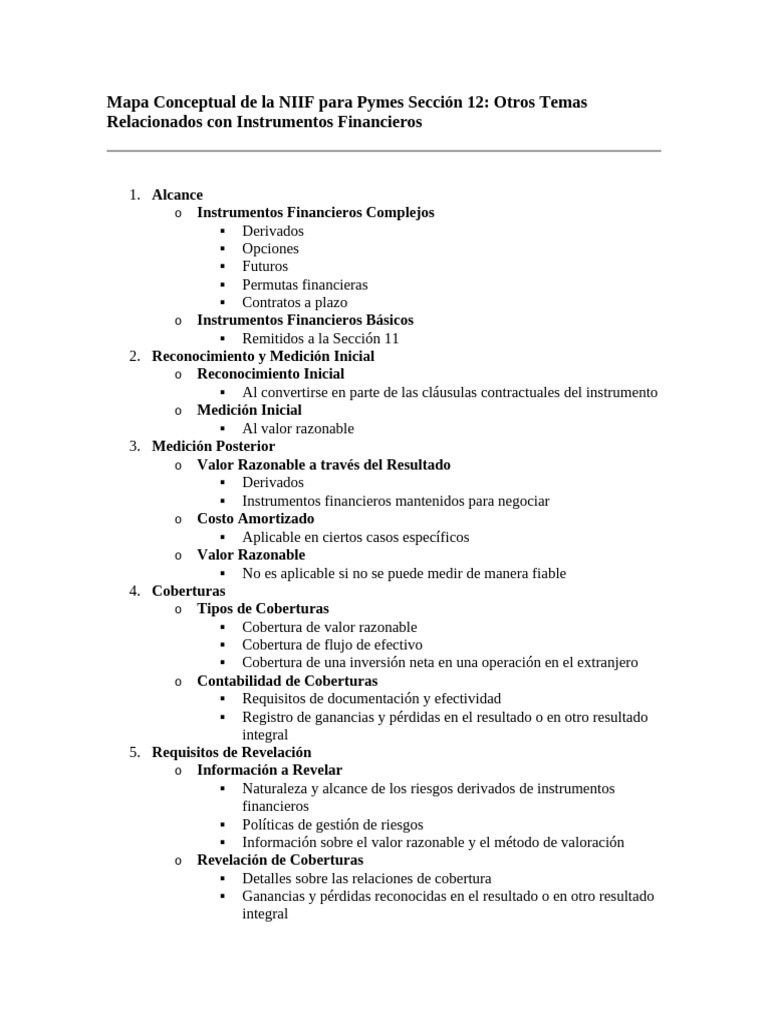 Mapa Conceptual de La NIIF para Pymes Sección 12 | PDF