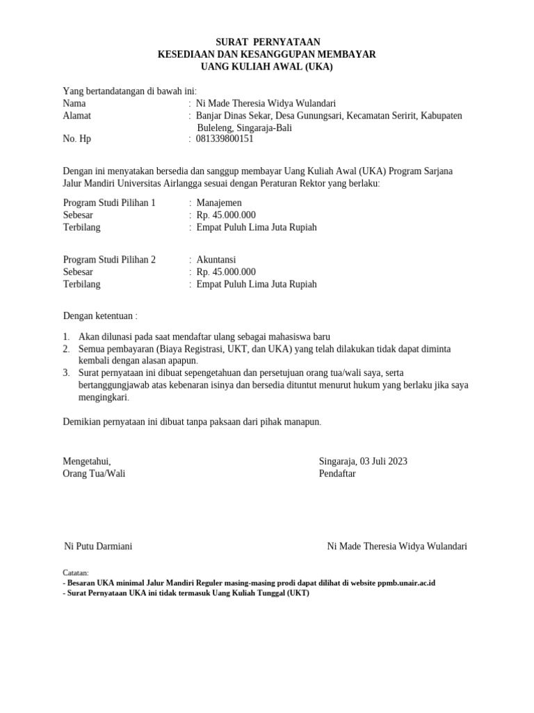 Form Uka Sarjana | PDF