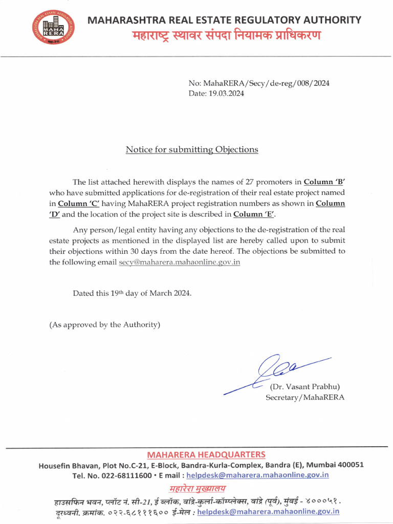 Circular - Additional List of De-Registration Applications Received by ...