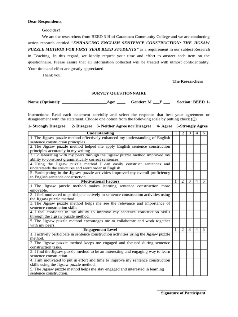 Survey Questionnaire Edited | PDF