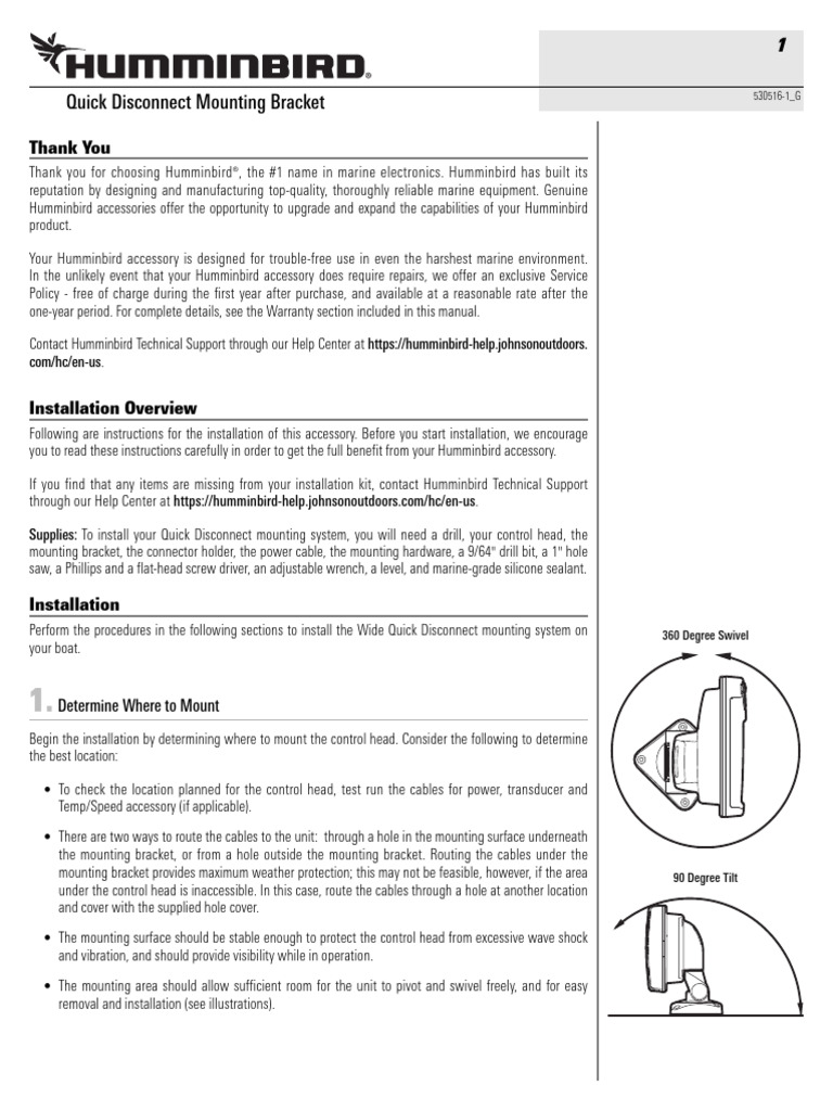 530516-1 - G Quick Disconnect Mounting Bracket Install Guide | PDF