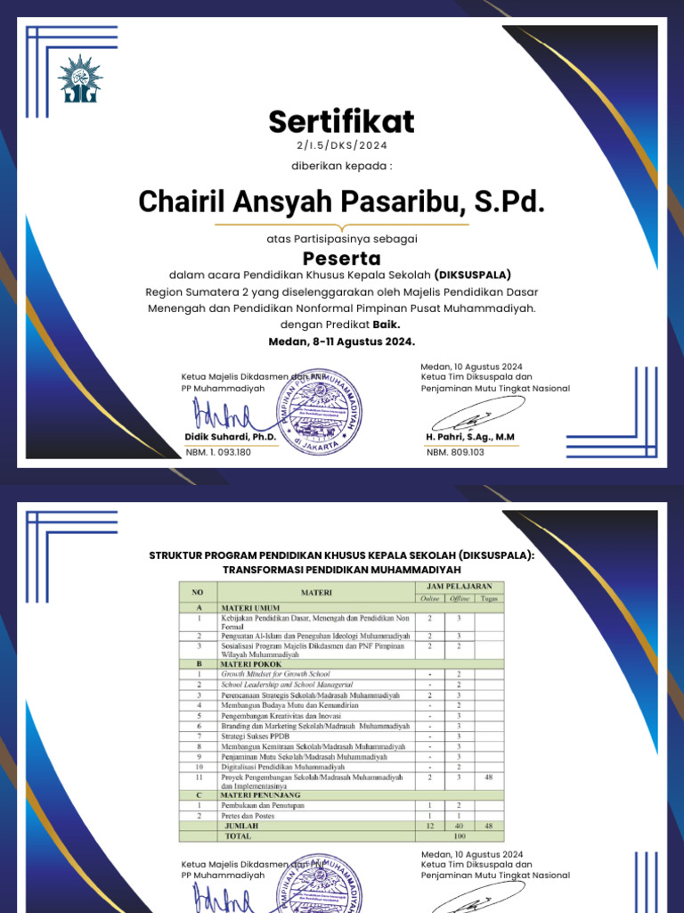 Sertifikat: Chairil Ansyah Pasaribu, S.PD | PDF