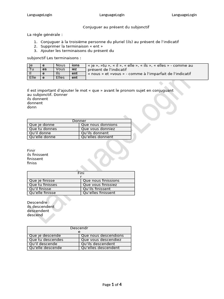 Subjonctif Conjugaison | PDF