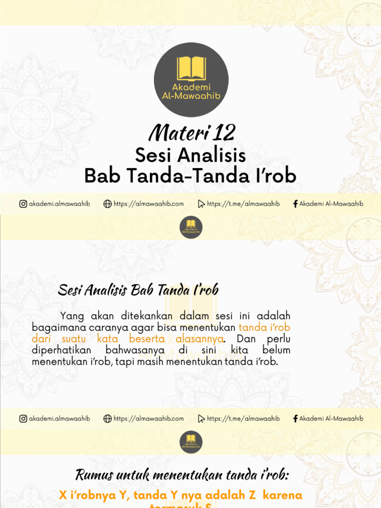 Materi 12 Sesi Analisis Bab Tanda-Tanda I’rob | PDF
