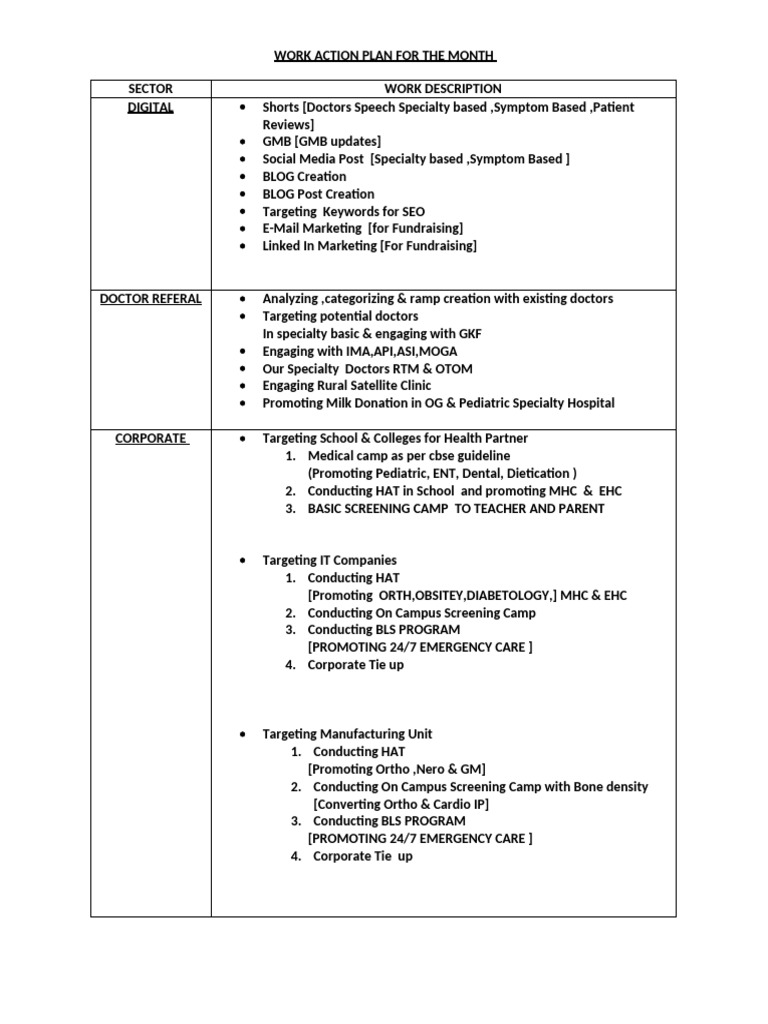 Work Action Plan | PDF