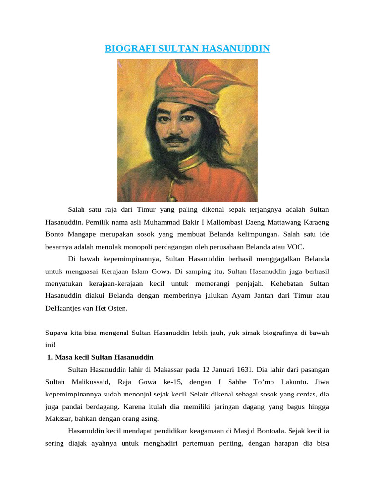 Biografi Sultan Hasanuddin | PDF