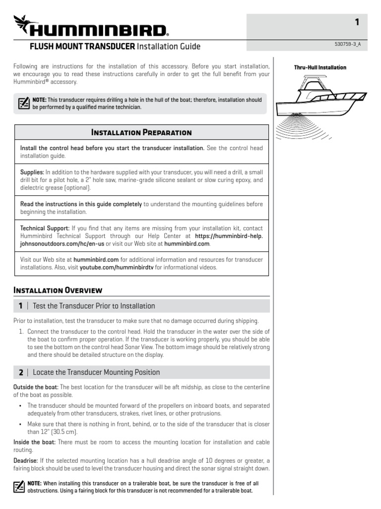 530759-3 - A Flush Mount Transducer Installation Guide | PDF