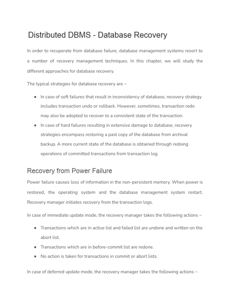 Database Recovery | PDF
