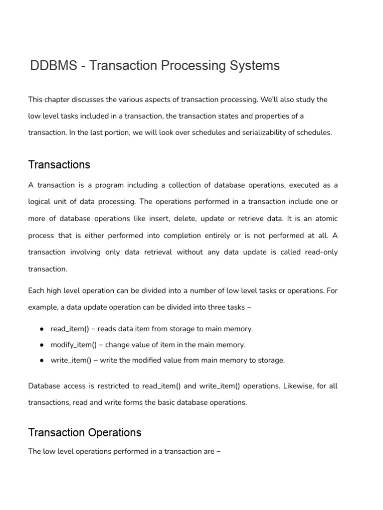 Transaction Processing Systems | PDF