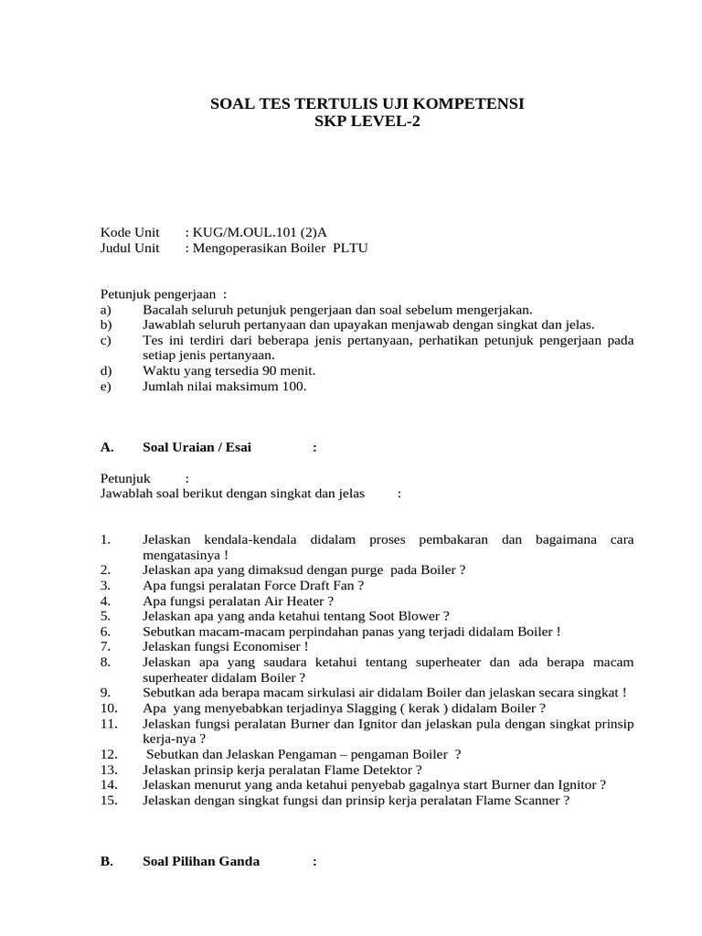 Utul JWB Op Boiler Pltu SMG lv2 | PDF