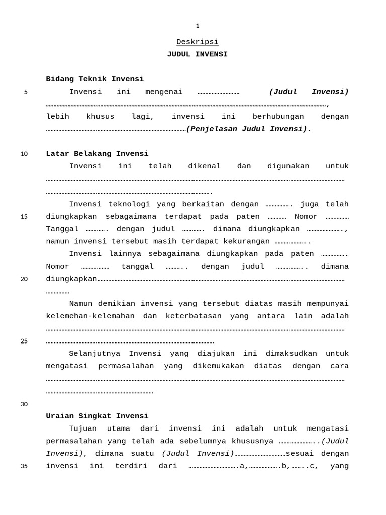 Template Deskripsi Paten - v01 | PDF