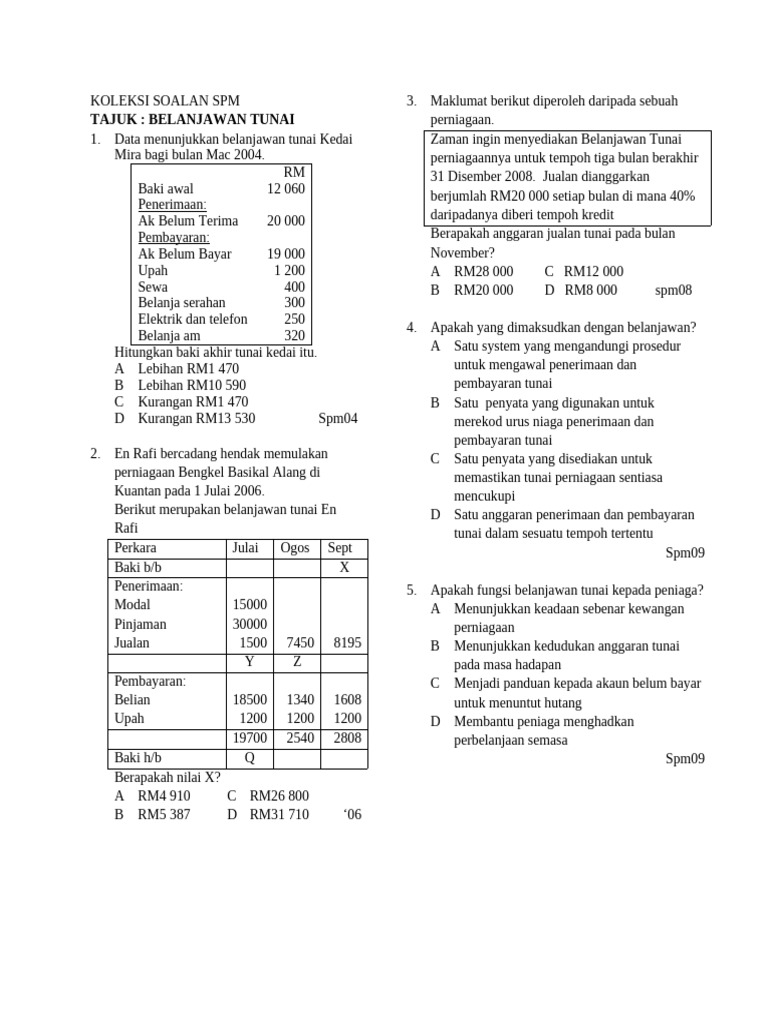 Belanjawan Tunai | PDF