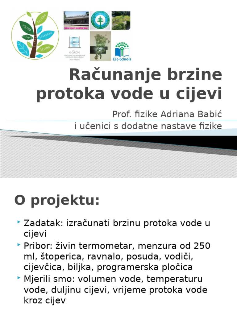Racunanje Brzine Pritoka Vode U Cijevi - Fizika - Prof Adriana Babic | PDF