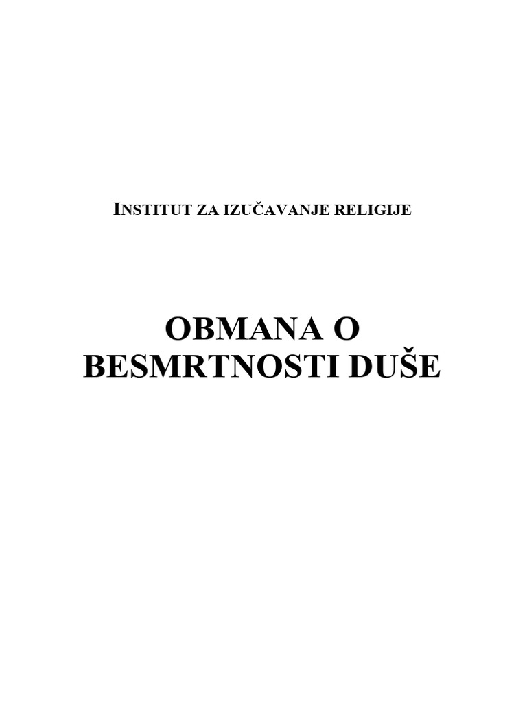 Obmana o Besmrtnosti Duse | PDF