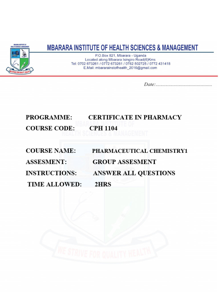 Pharm Chem For CPH 1.1 | PDF | Alkane | Isomer