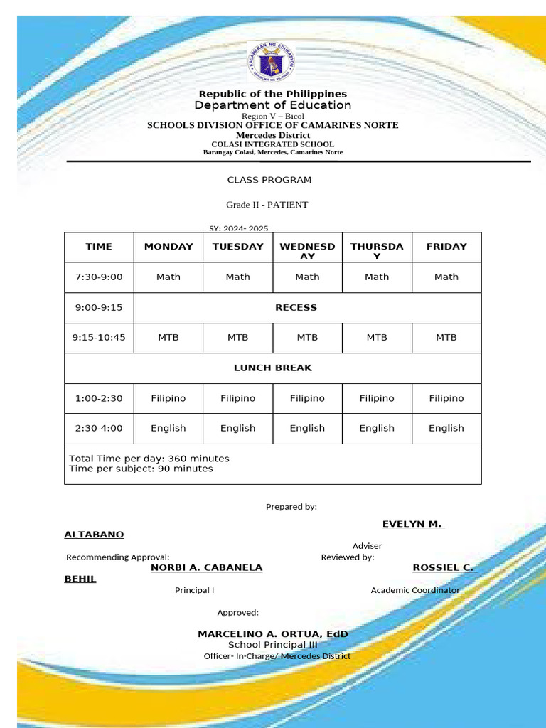 Classprogram Grade 2 Patient 2022 | PDF Classprogram Grade 2 Patient 2022 | PDF