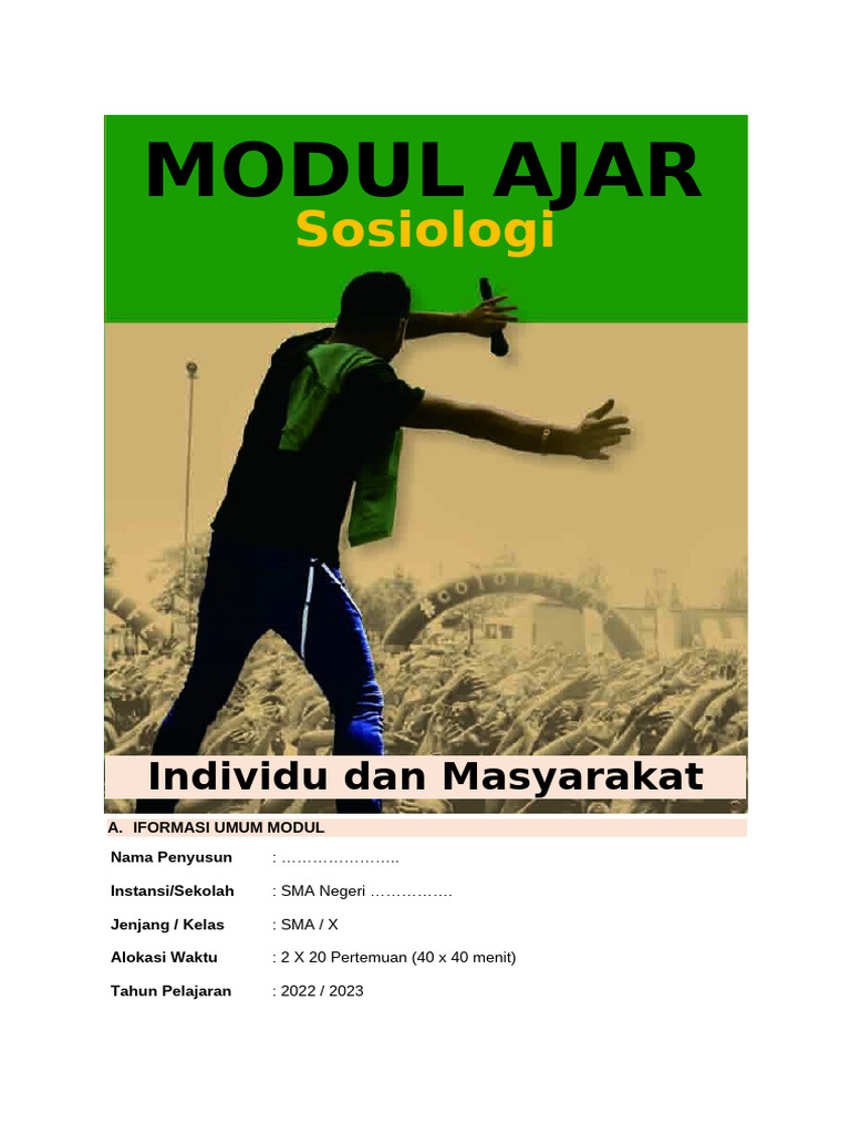 Modul Ajar SOSIOLOGI - Individu Dan Masyarakat | PDF