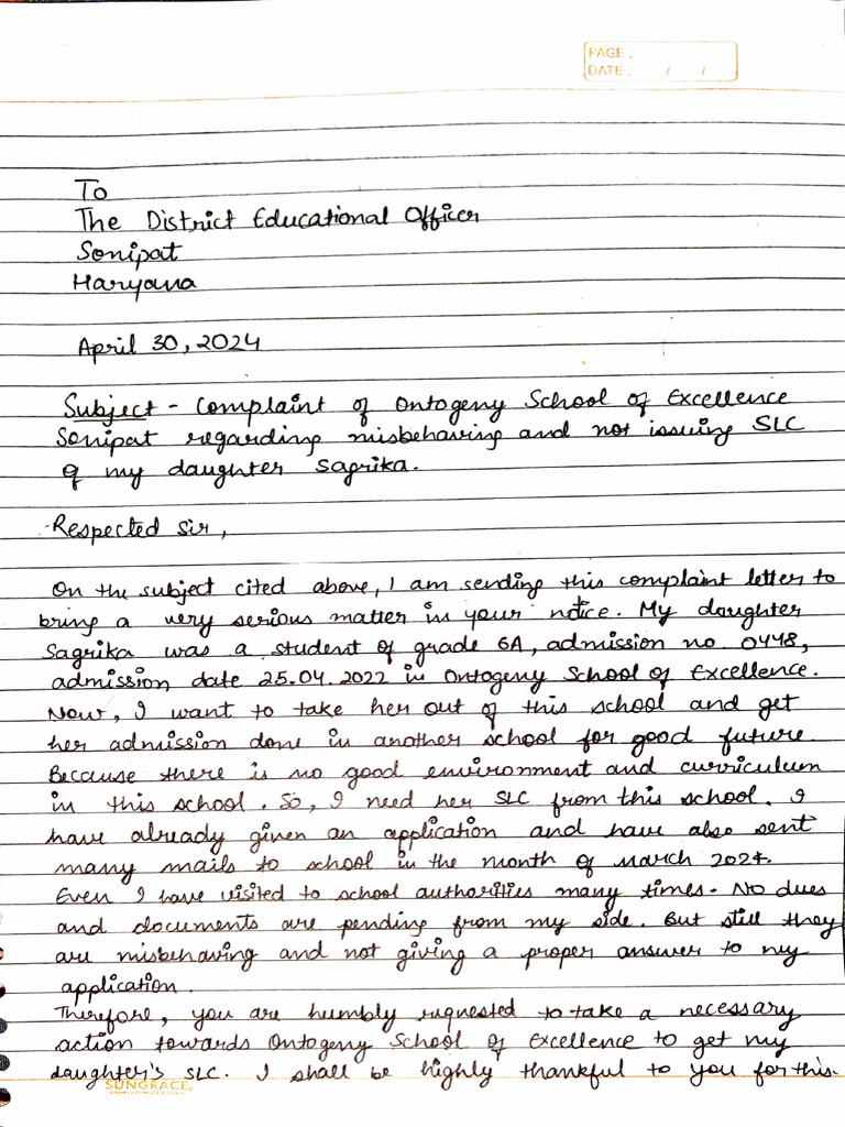 Letter to the DEO | PDF