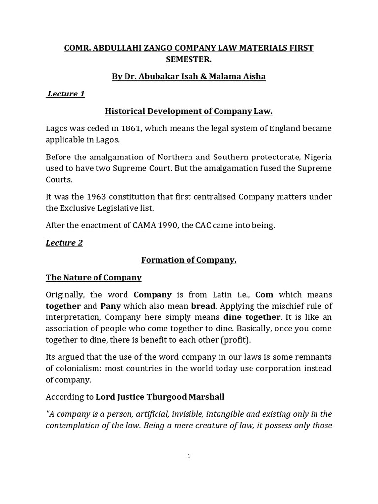 Comr. Zango Level 4 First Semester Complete Materials (Without Torts ...