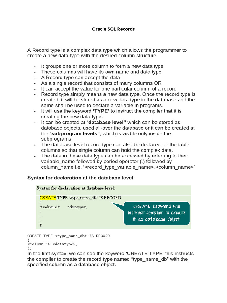Oracle SQL Records | PDF