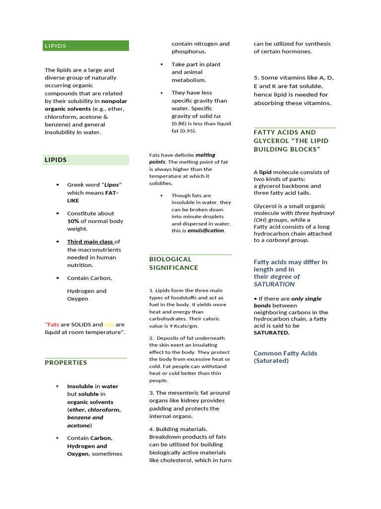 Lipids Notes Pdf 2131