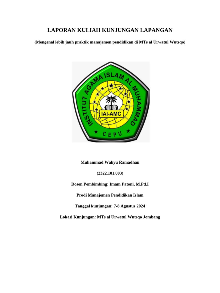 Laporan Kuliah Kunjungan Lapangan | PDF