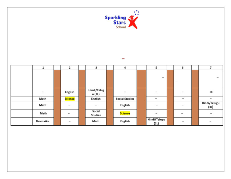 Time Table - Grade 4B Revised | PDF