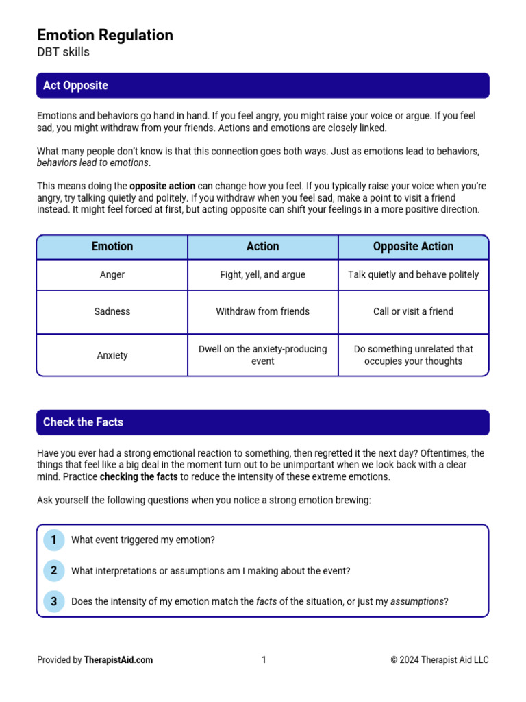 DBT Emotion Regulation Skills | PDF